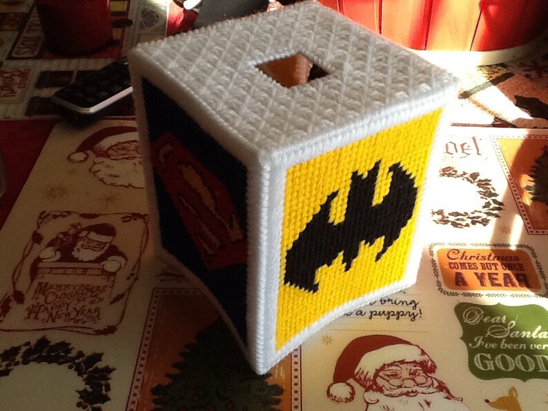 Super Hero Plastic Canvas Tissue Box Cover - Etsy