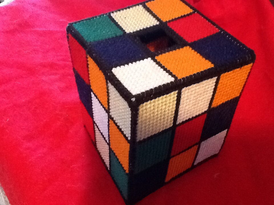 Rubric Cube Plastic Canvas Tissue Box Cover - Etsy