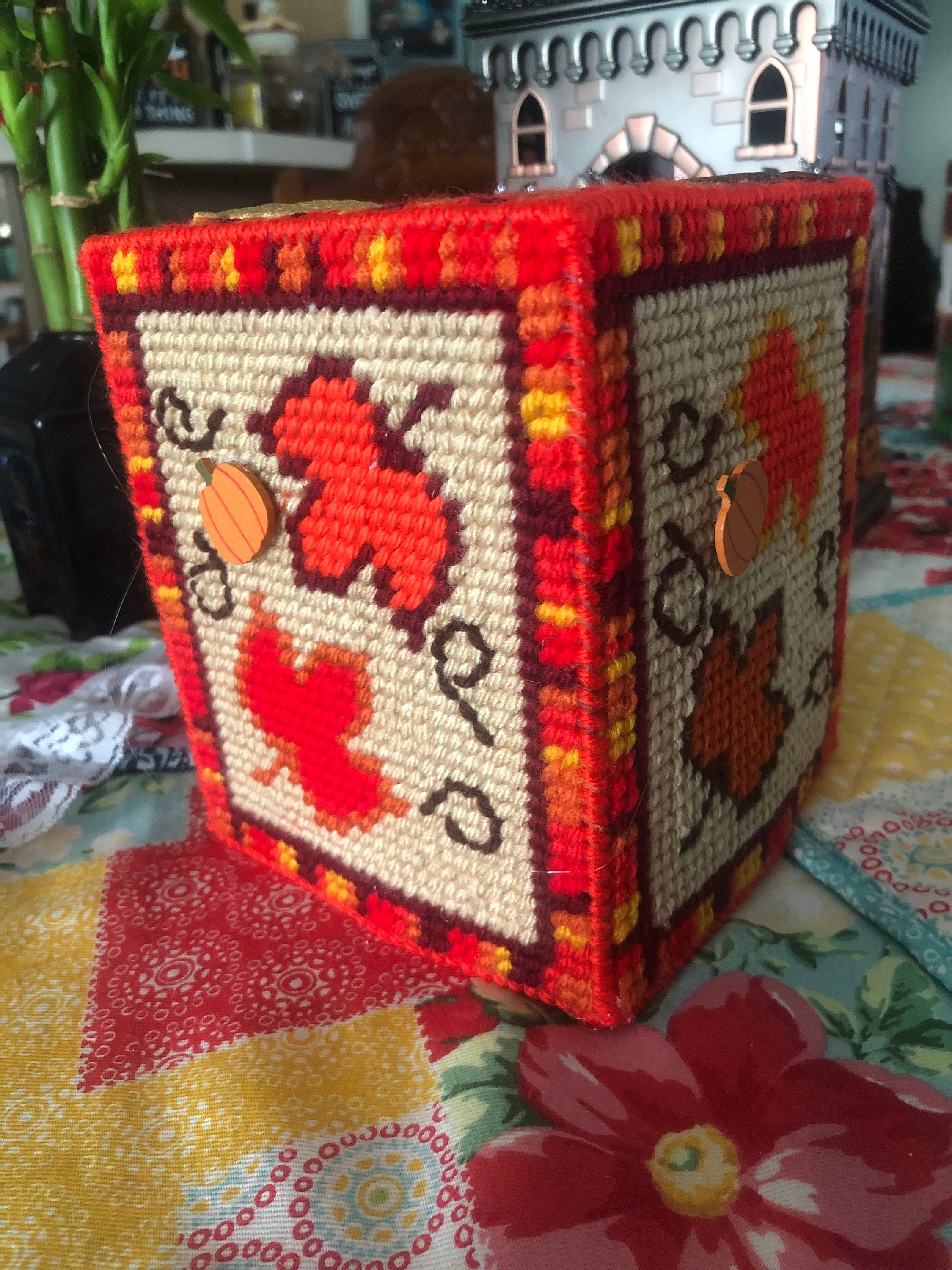 Fall Orange Leaves Tissue Box Cover - Etsy