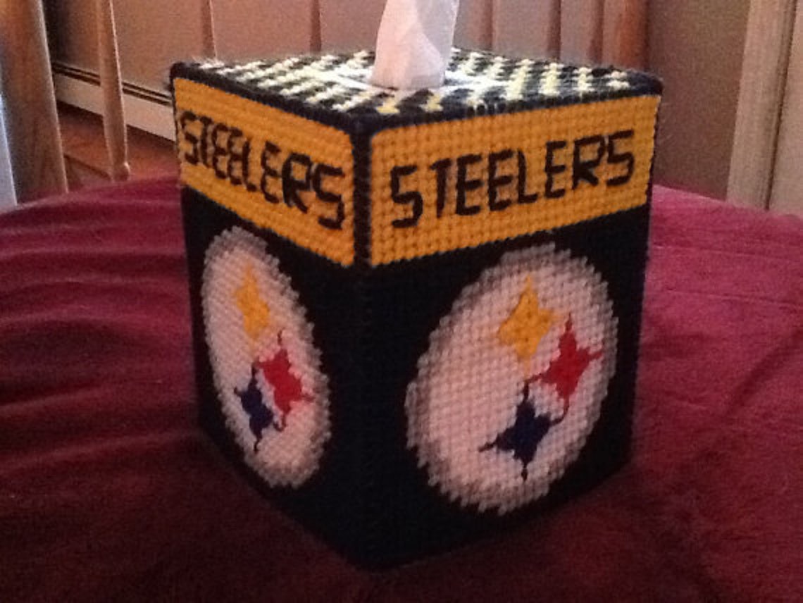 Plastic Canvas Tissue Box Cover Steelers - Etsy