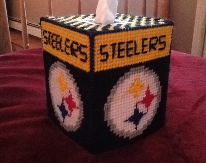 Plastic Canvas Tissue Box Cover Steelers - Etsy