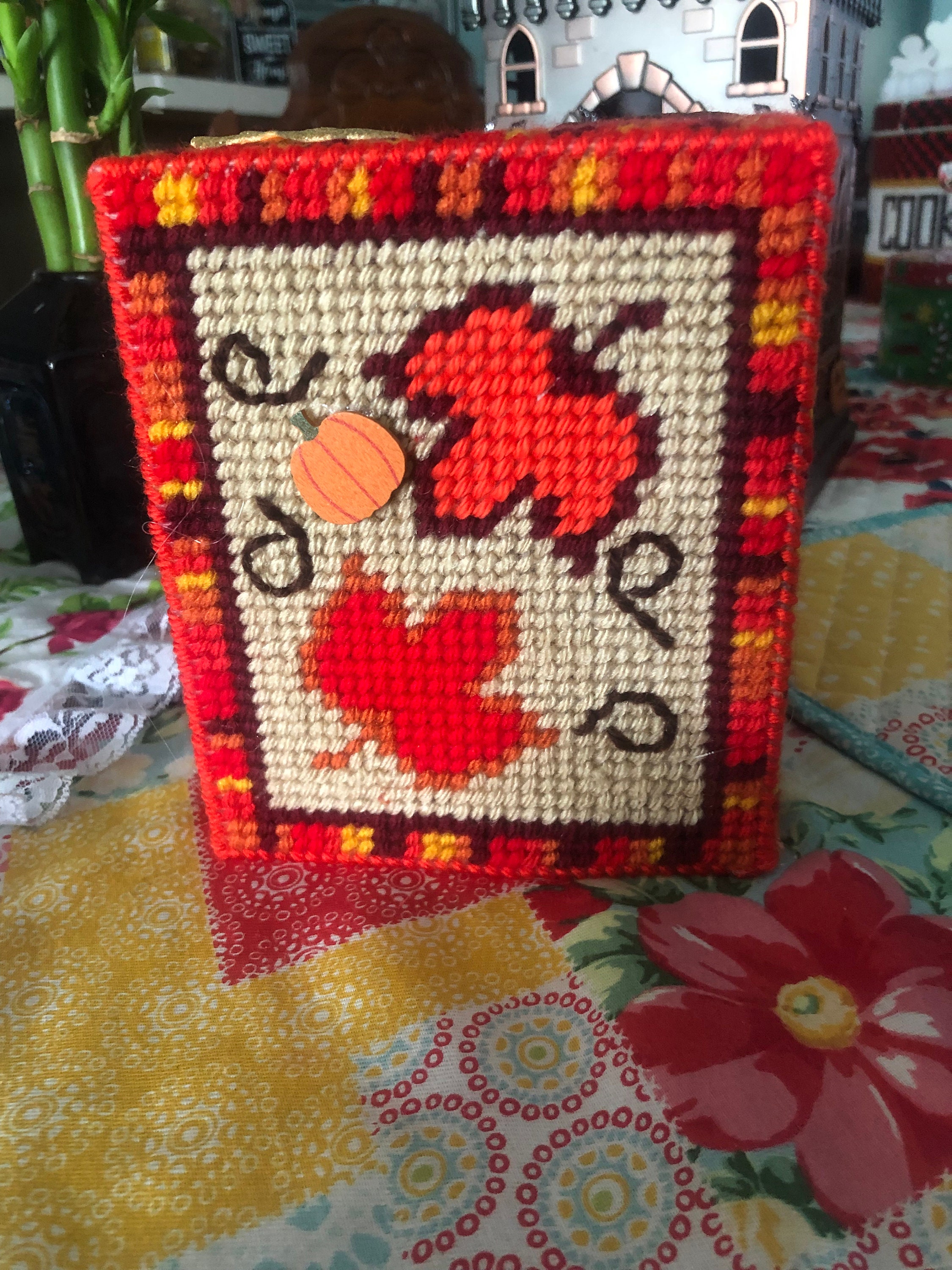 Fall Orange Leaves Tissue Box Cover - Etsy