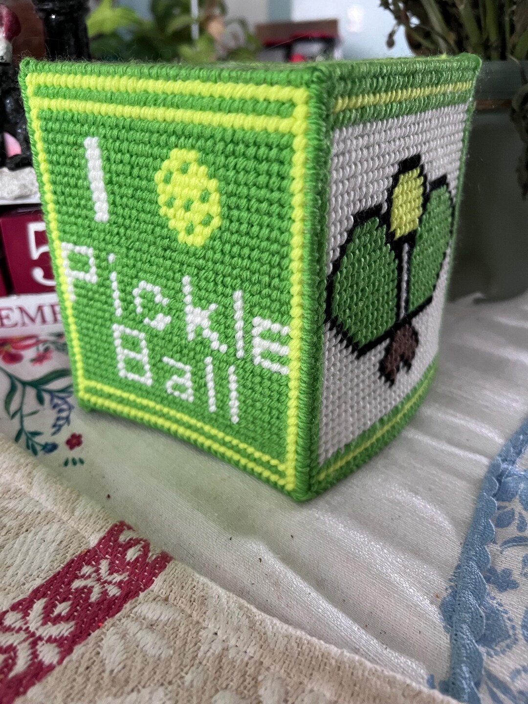 Pickle Ball Tissue Box Cover - Etsy