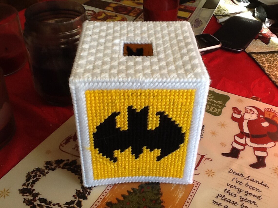 Super Hero Plastic Canvas Tissue Box Cover - Etsy