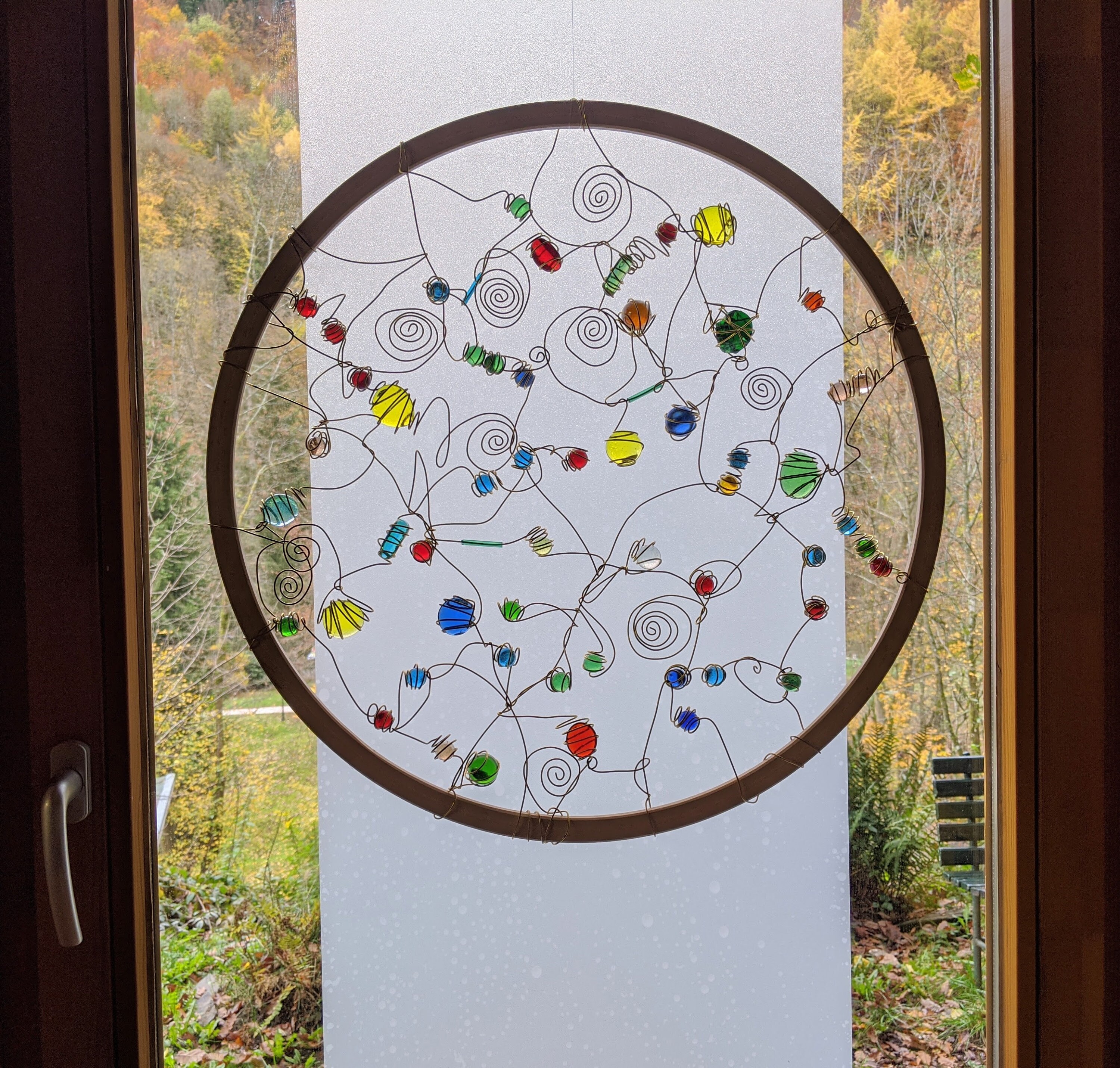 Colorful Designer Window SPIRAL Suncatcher Circle. Brass XL 23.62 ...