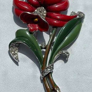 Vtg Trifari Alfred Philippe' Pave Enamel Red Daffodil Fur Clip Signed ...