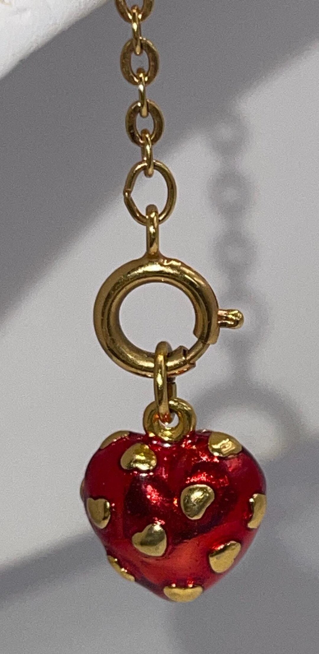 VTG Joan Rivers Ruby ENAMELED Red Gold Plated HEARTS on Hearts Pendant ...