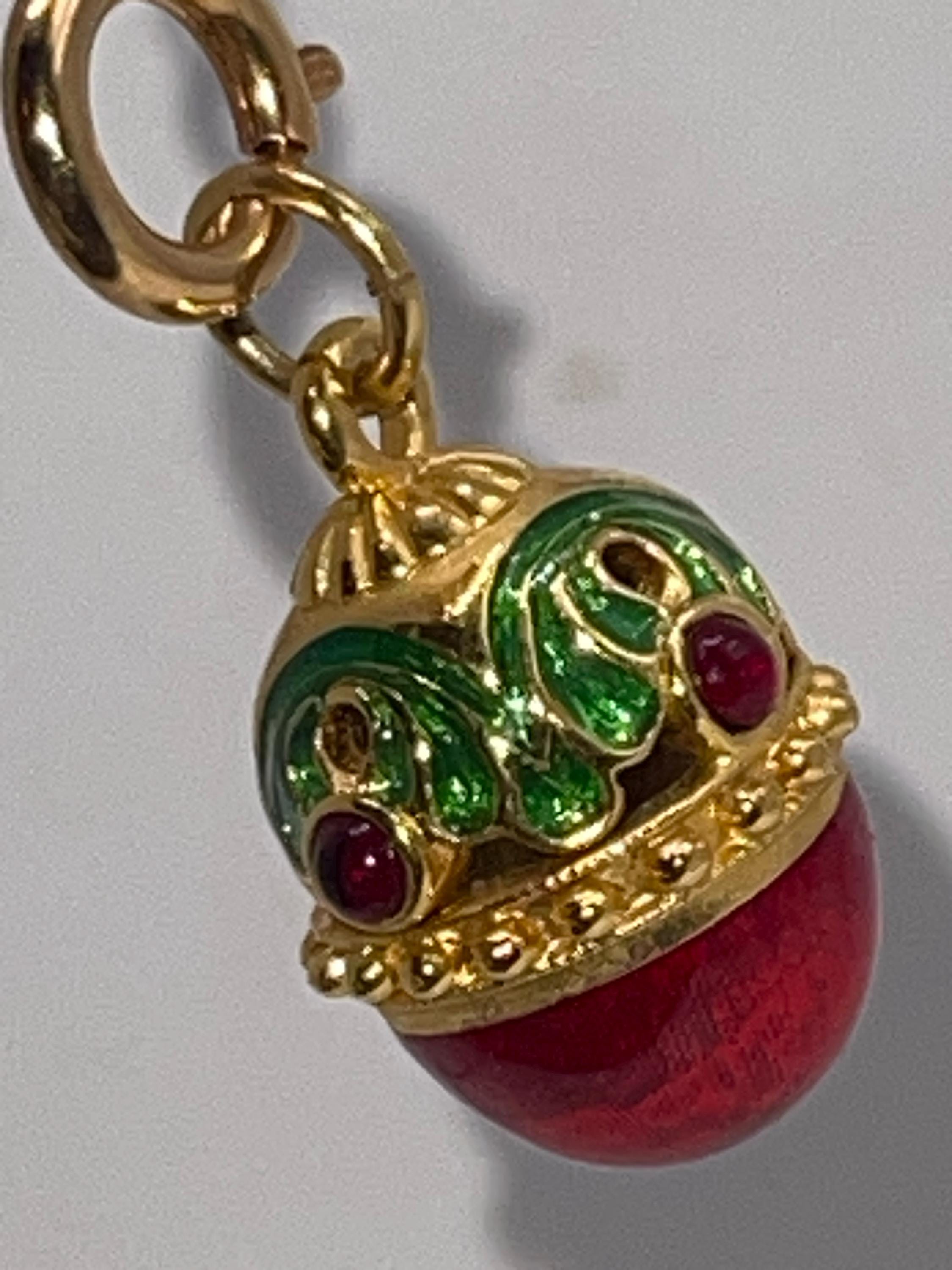VTG Joan Rivers Red & Green Enamel Ruby Red Glass Gold Trimmed Egg ...