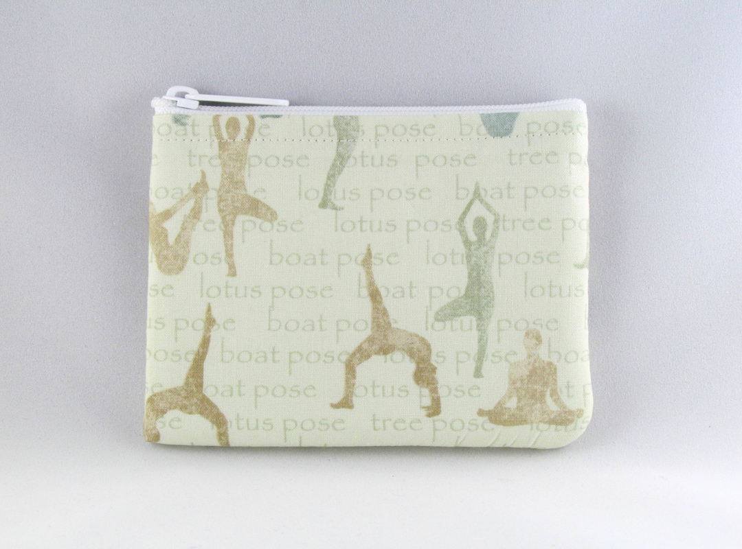 Yoga Poses Green Coin Purse - Fun, Cute, and Durable Fabric-lined Pouch ...