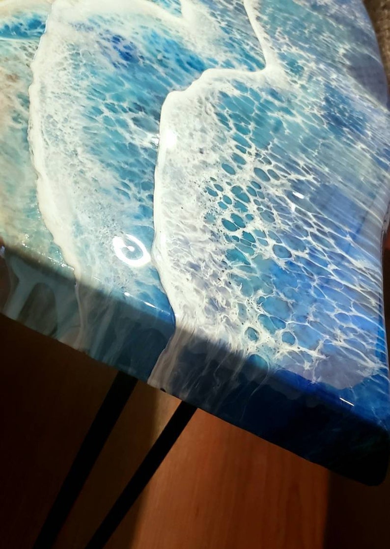 Ocean Waves Bench Handmade Epoxy Resin and Acacia Wood | Etsy