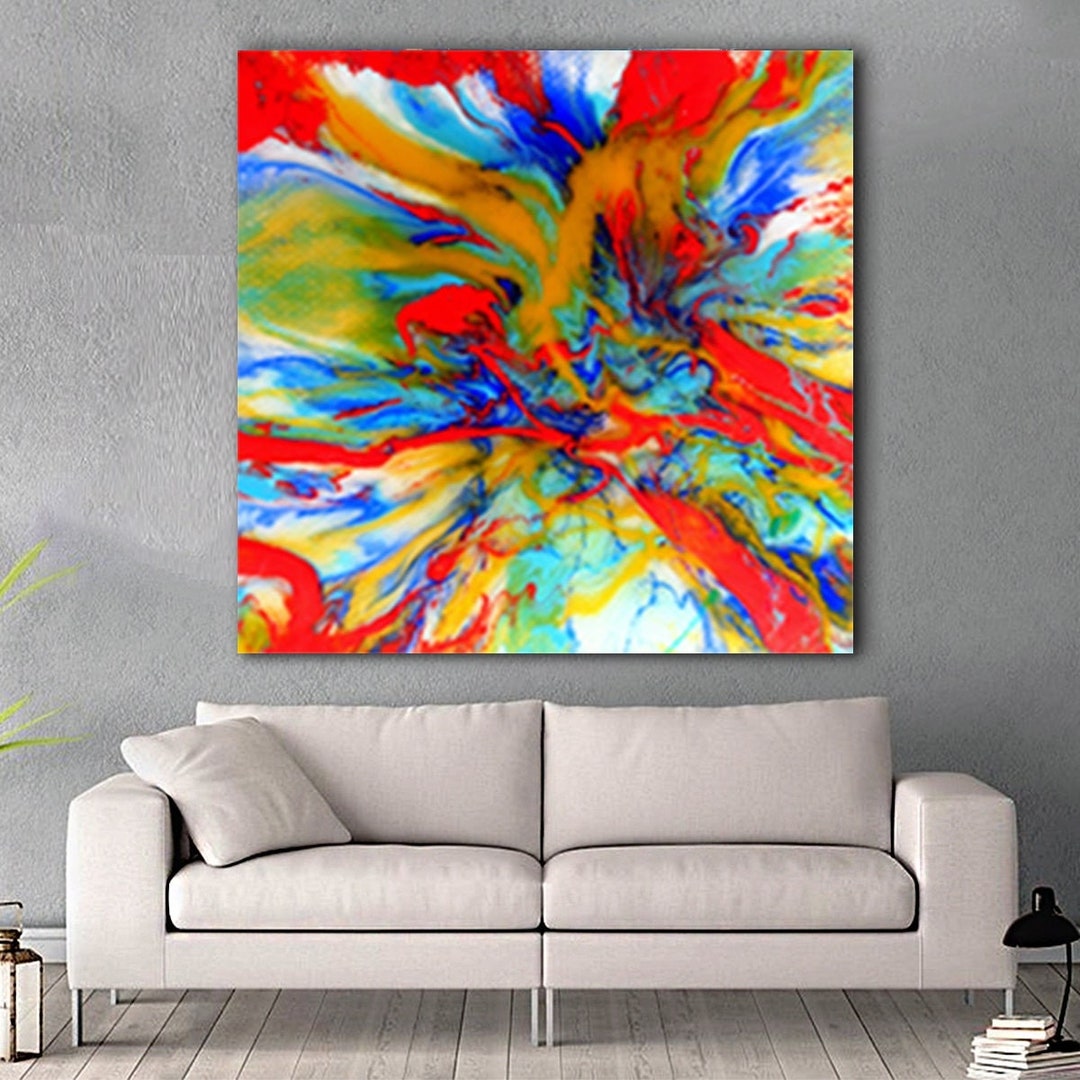 Extra Large, Colorful, Resin Embellished Canvas Print - Etsy