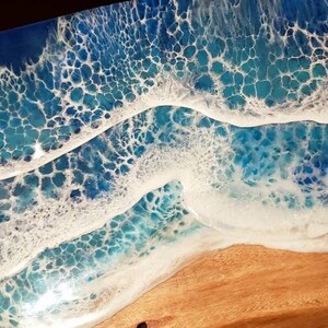Ocean Waves Bench | Handmade Epoxy Resin and Acacia Wood | Live Edge ...