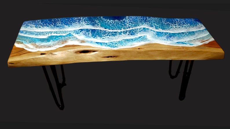 Ocean Waves Bench Handmade Epoxy Resin and Acacia Wood | Etsy