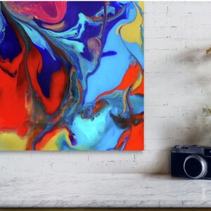 Colorful Abstract Art Print on Metal, Modern Home Decor, Large ...