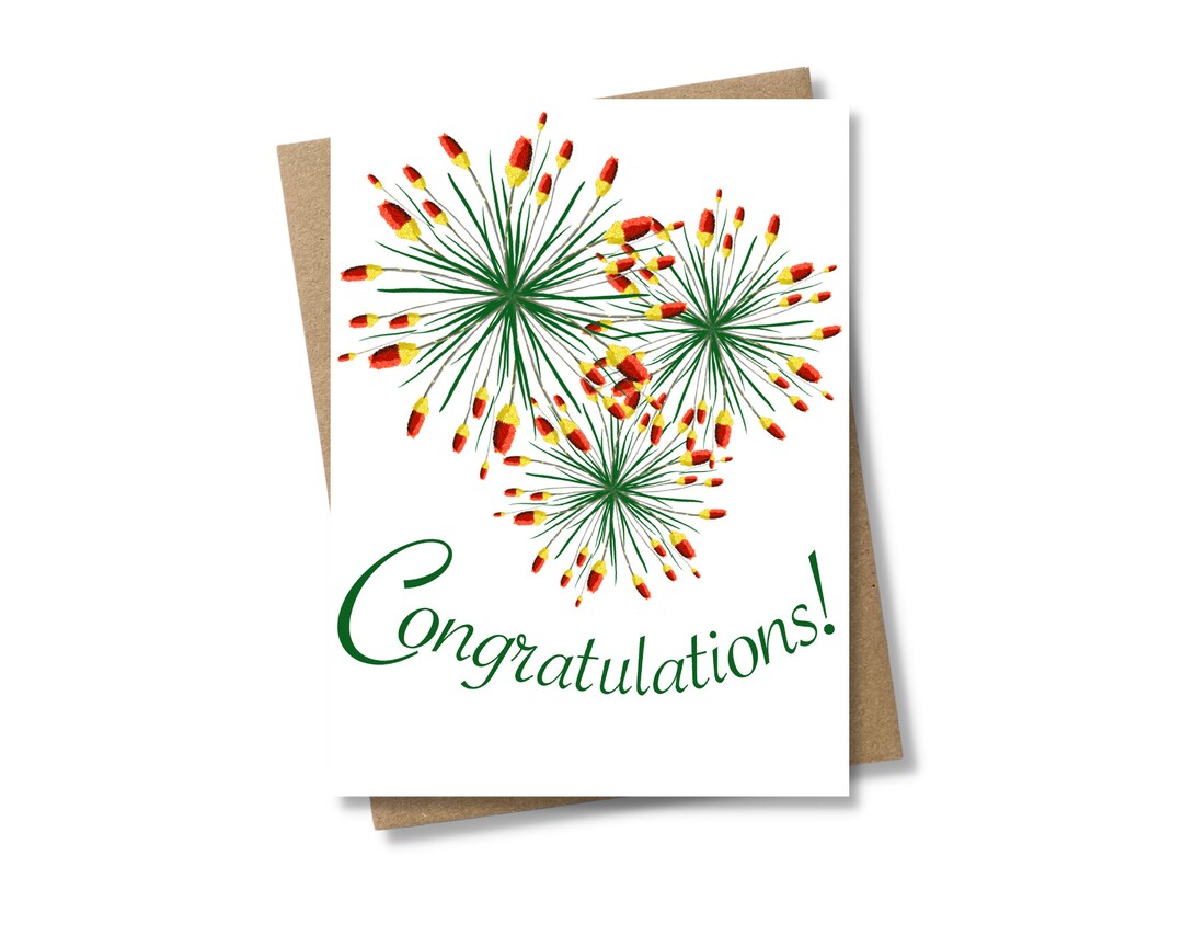 Graduation or Congratulations Card With Fireworks for College or High ...