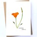 California Poppy Flower Note Card, Botanical Wildflower Stationery ...