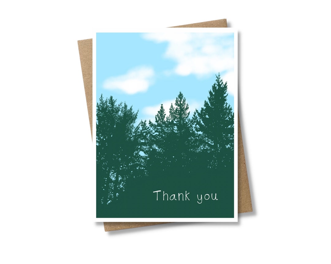 Thank You Card With Trees, Wilderness Thanks Card, Masculine Thank You ...