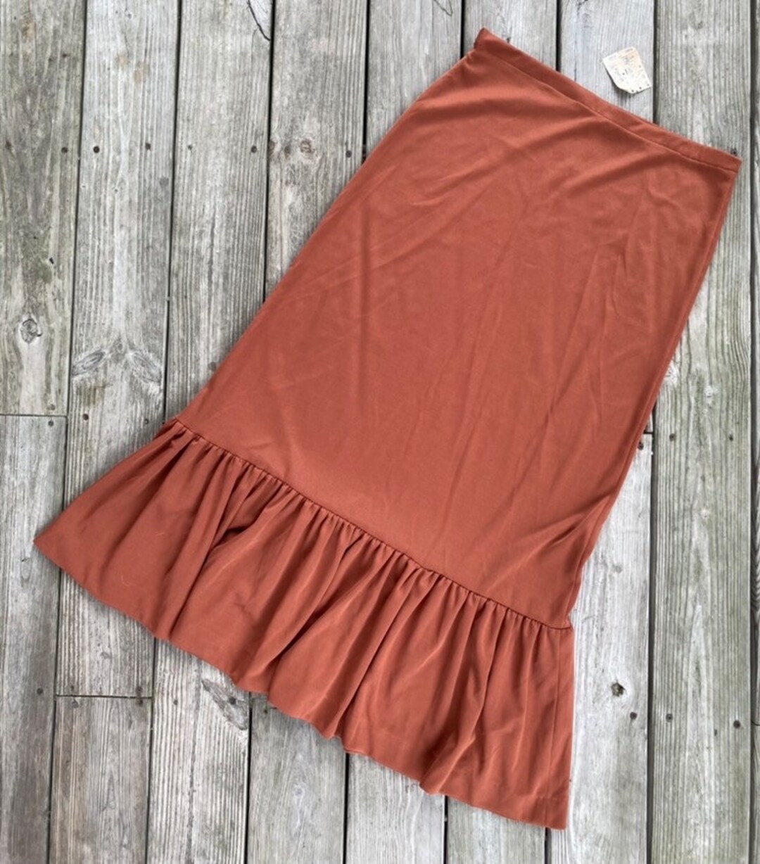 1980s Plus Size Skirt, Rust Midi Skirt With Ruffle, New Old Stock - Etsy