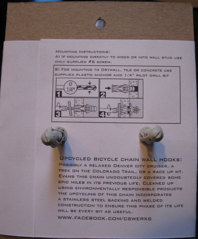 Bicycle Chain Wall or Coat Hooks (2 Pack) - Etsy