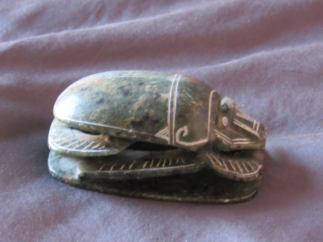 Vintage Soapstone, Scarab Carving, Dung Beetle, Egyptian Sacred Art ...