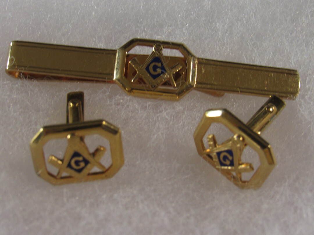 Vintage Masonic Freemason Cufflinks and Tie Bar Set Anson - Etsy