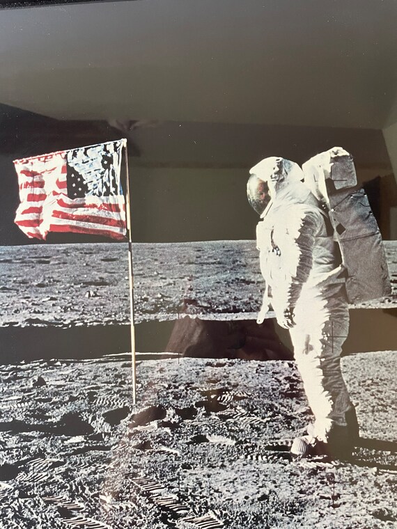 American Flag With Moon Landing 1969