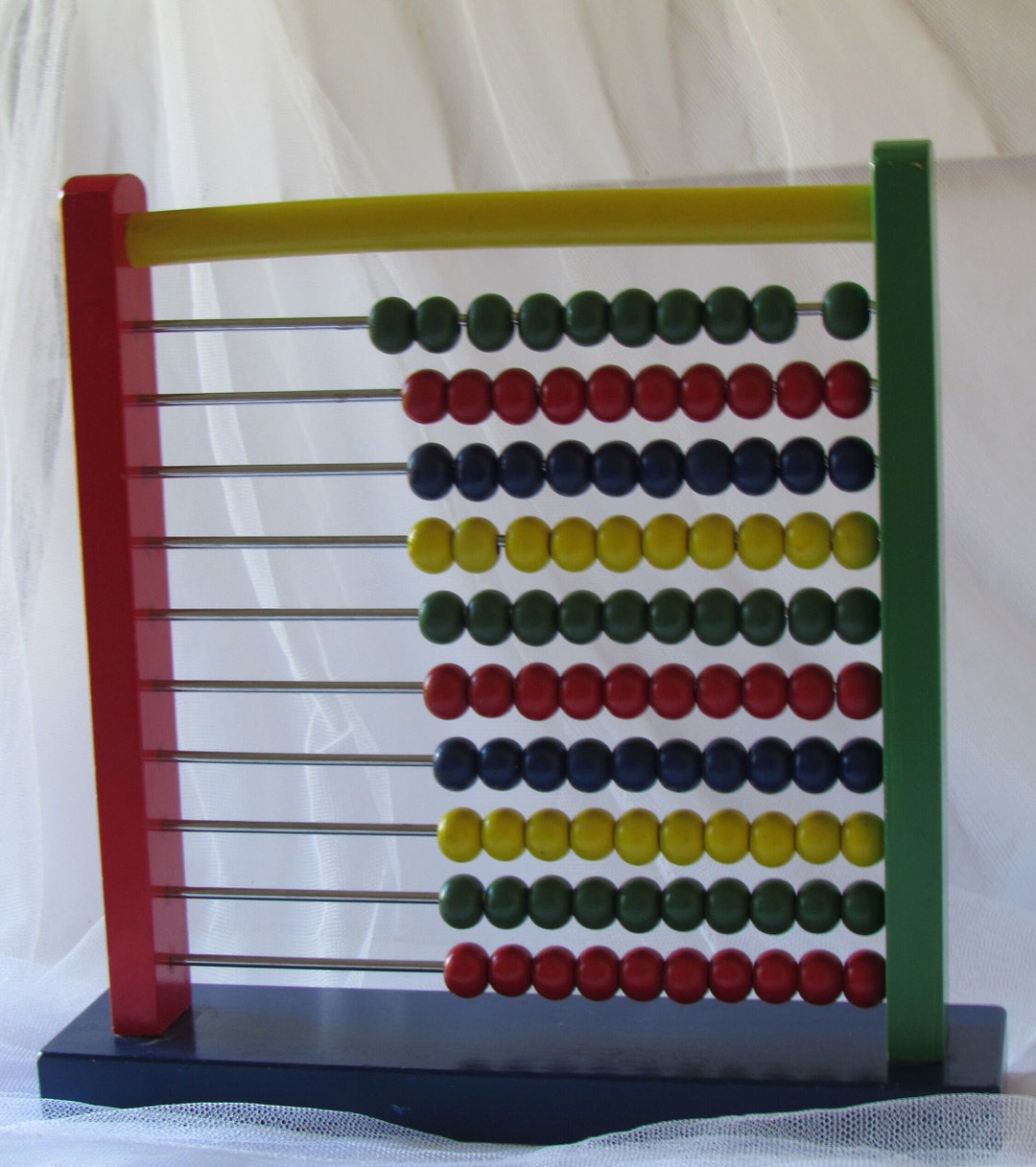 Vintage Abacus, Primary Colors, Wood and Metal, Counting Toy, Nursery ...