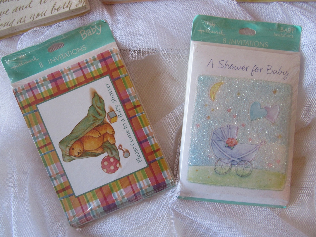 Vintage Hallmark, Baby Shower, Invitations, Two Styles, Unopened, Eight ...