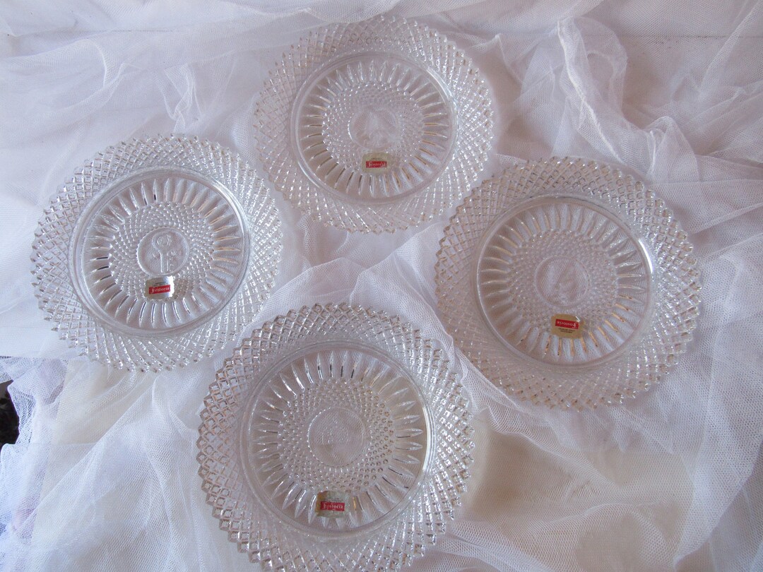 Vintage Avon, 4 Fostoria Plates, Lead Crystal, Made in USA, Stratton ...