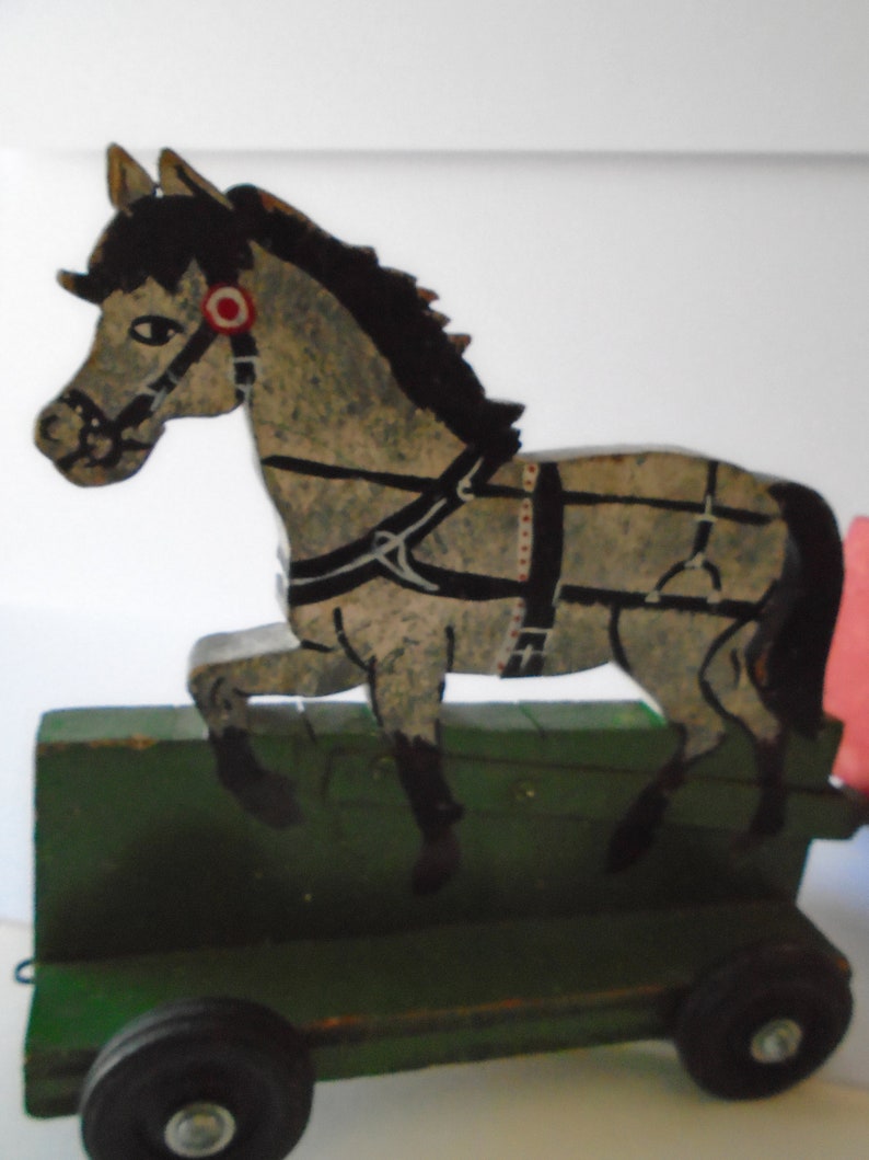 Vintage Toy Handmade Toy Pony and Cart Folk Art Hand | Etsy