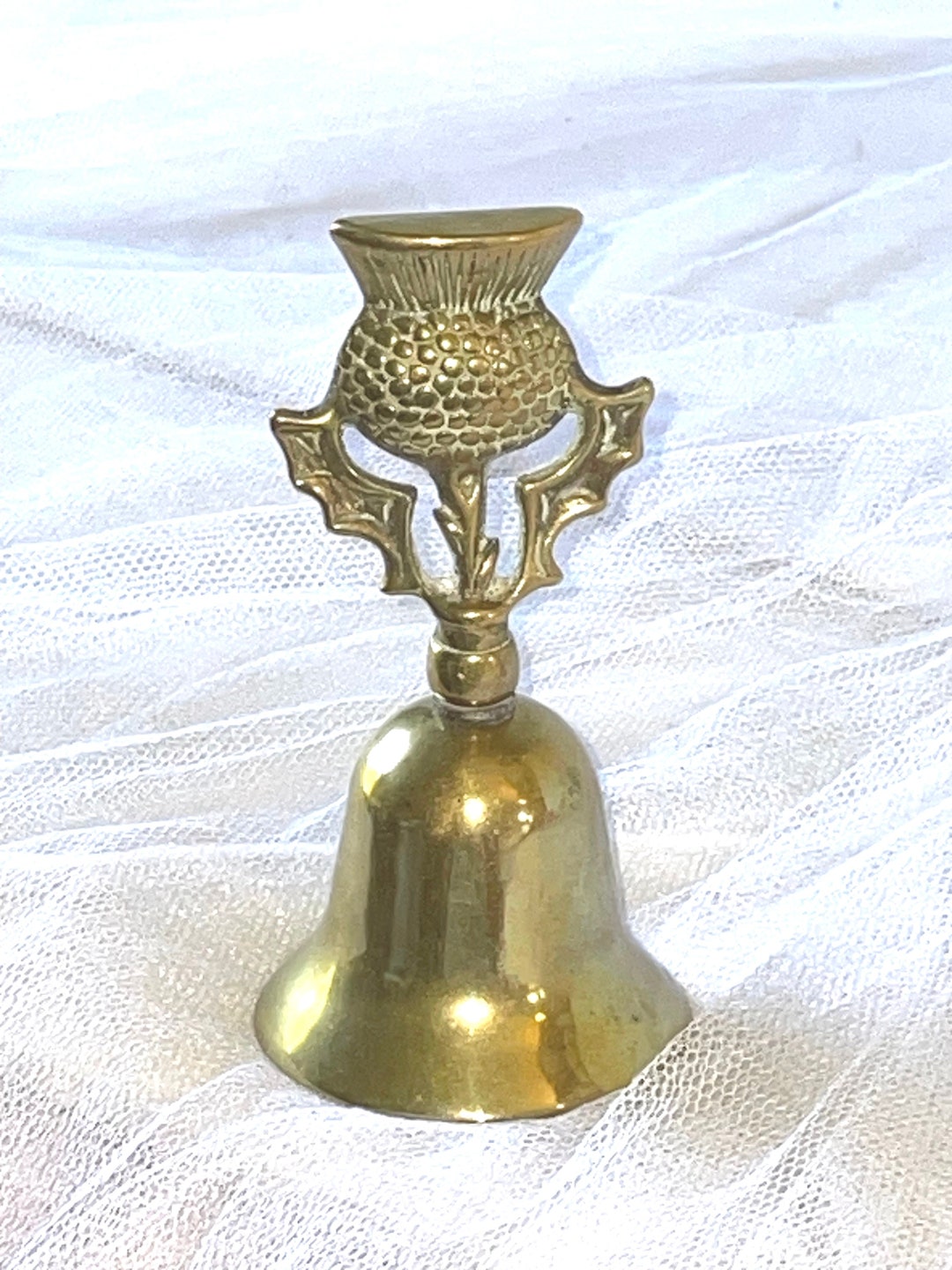 Vintage Brass Bell, Hand Bell, Thistle Handle Handbell, 5 & 3/5” Tall ...