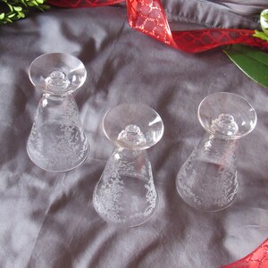 3 Vintage Juice Glasses, Fostoria Glass, Crystal Glassware, Etched ...