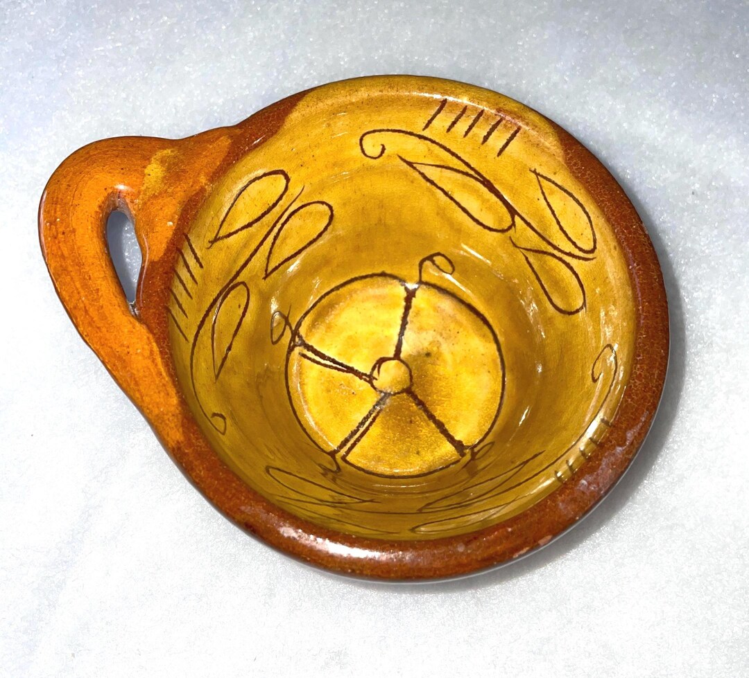 Vintage Williamsburg Reproduction Small Pottery Bowl, Redware, Slipware ...