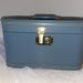 Vintage Blue Vinyl Train Case, Brass Hardware, Carry on Luggage - Etsy