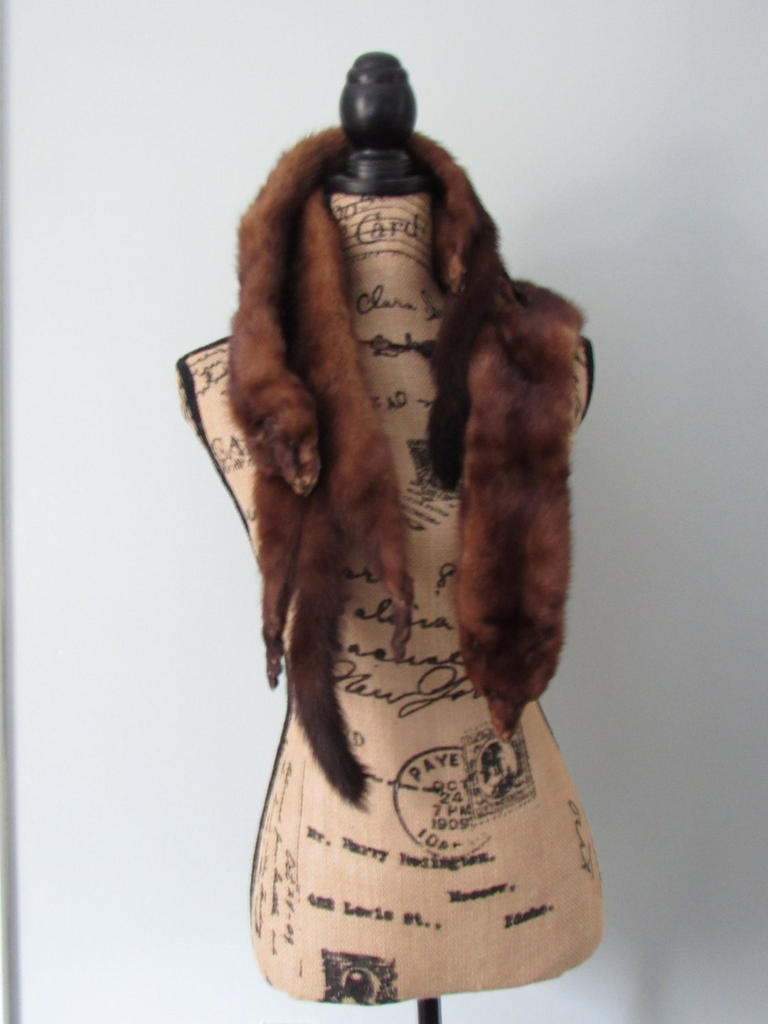 Vintage Mink Stole, Neck Drape, Fur Wrap, Shawl, Sable Brown, Natural ...