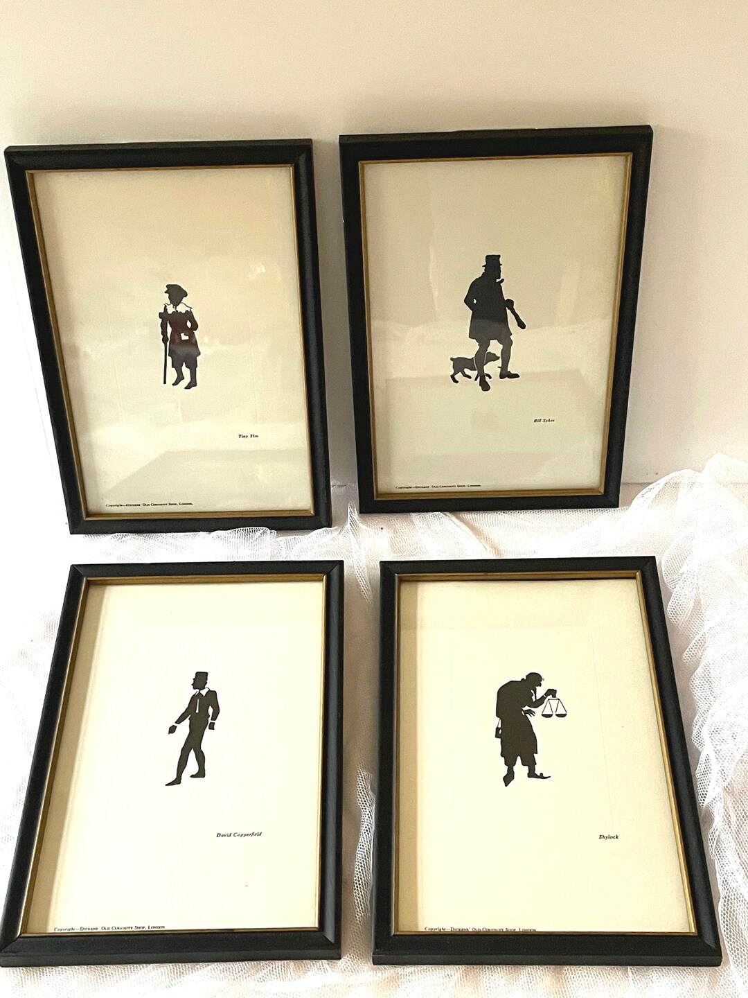 Vintage Charles Dickens Silhouettes of David Copperfield, Bill Sykes ...