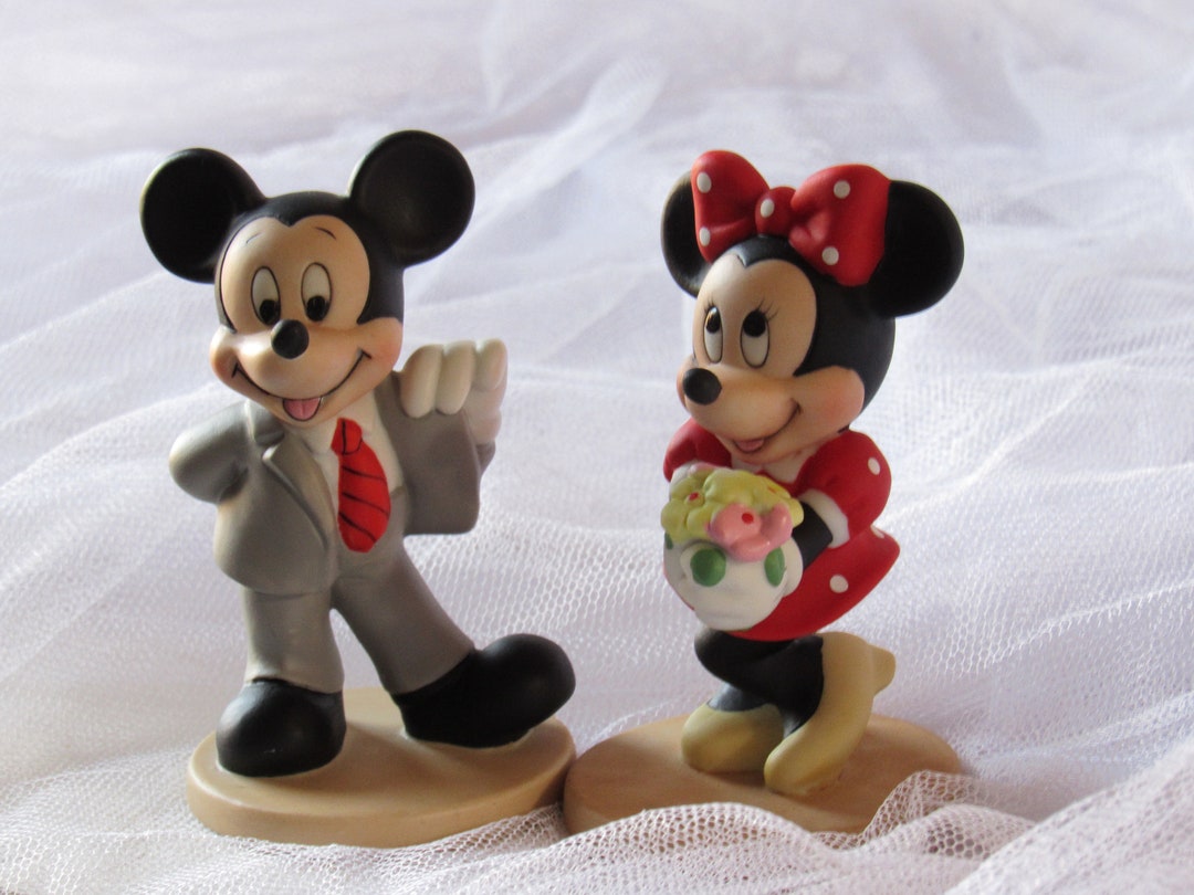 Disney Mickey and Minnie Mouse, Ceramic Figurines, First Date, Marked ...