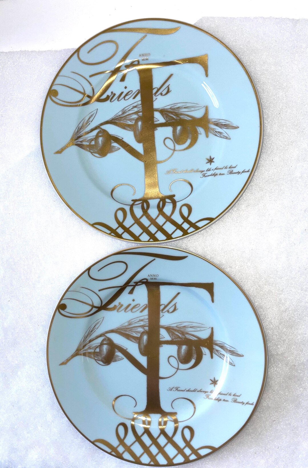 Vintage Williams Sonoma Millennium Plate Pair, Blue & Gold - Etsy