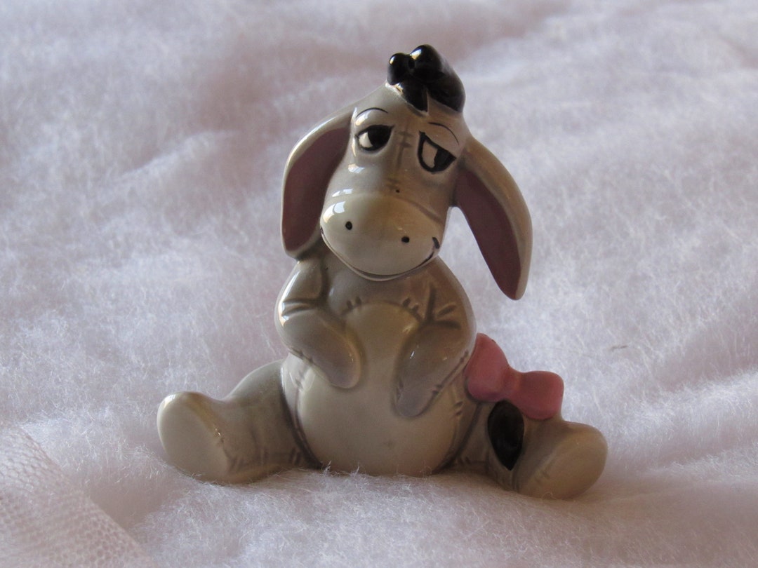 Vintage Eeyore, Eeyore Figurine, Sitting Eeyore, Pink Bow, Ceramic ...