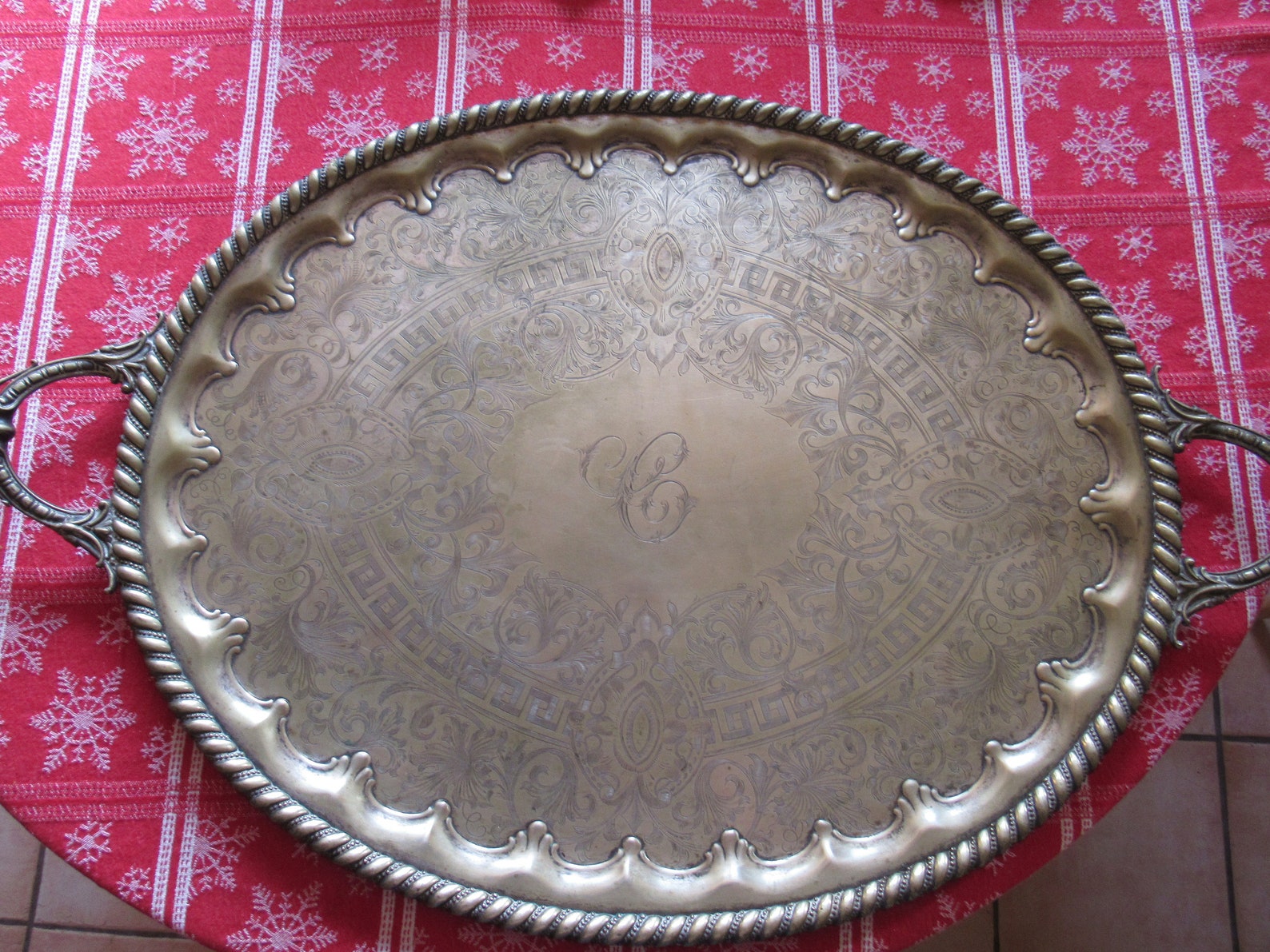 Vintage Very Large Brass Tray 35 Long 23 & | Etsy