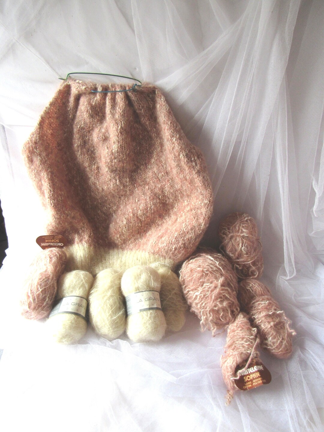 Vintage Sweater, Unfinished Knit Sweater Project, Mohair Blend, 3 ...
