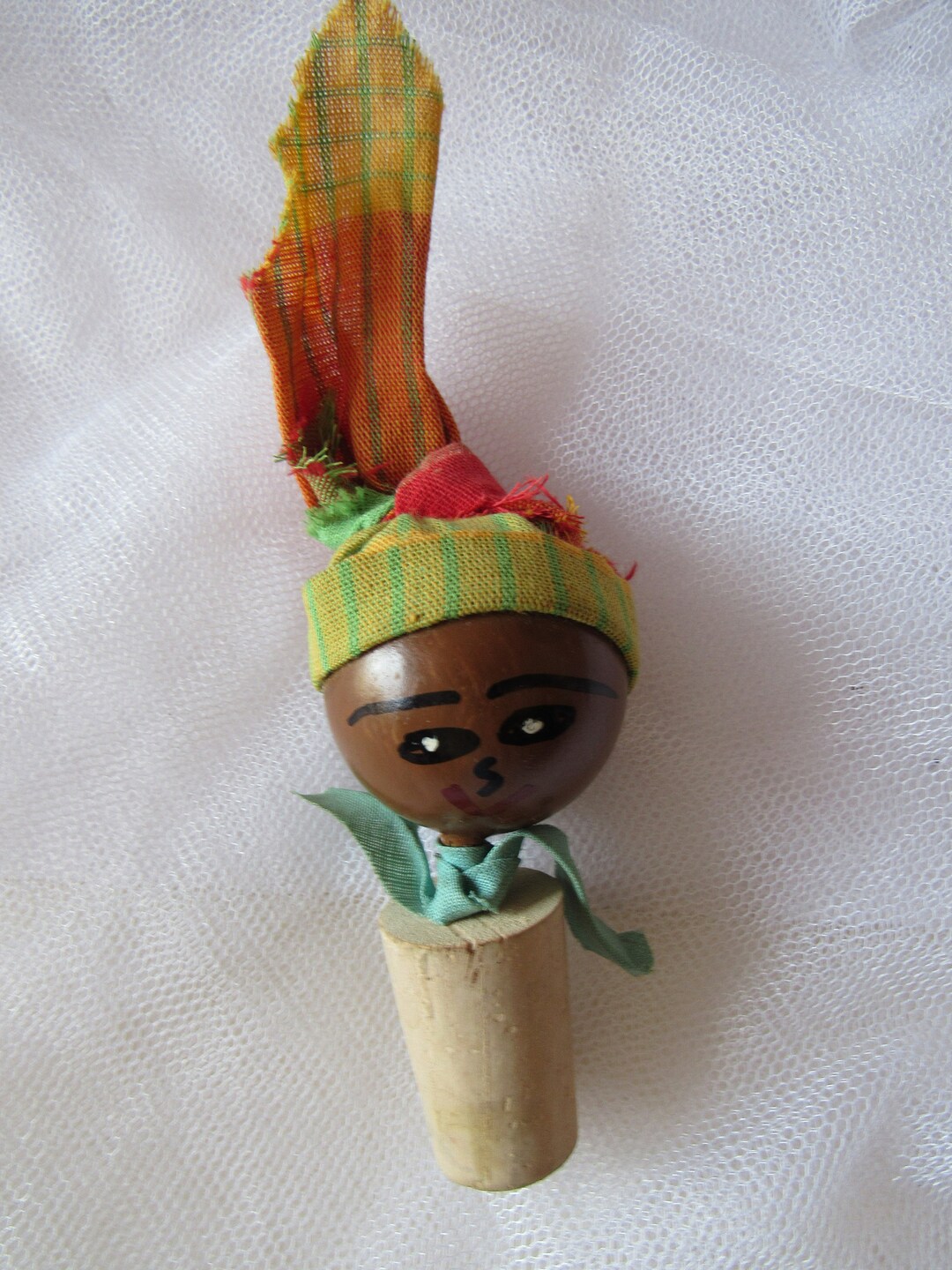 Vintage Island Girl, Figural Cork, Head Cork Stopper, Scarf Head Wrap ...