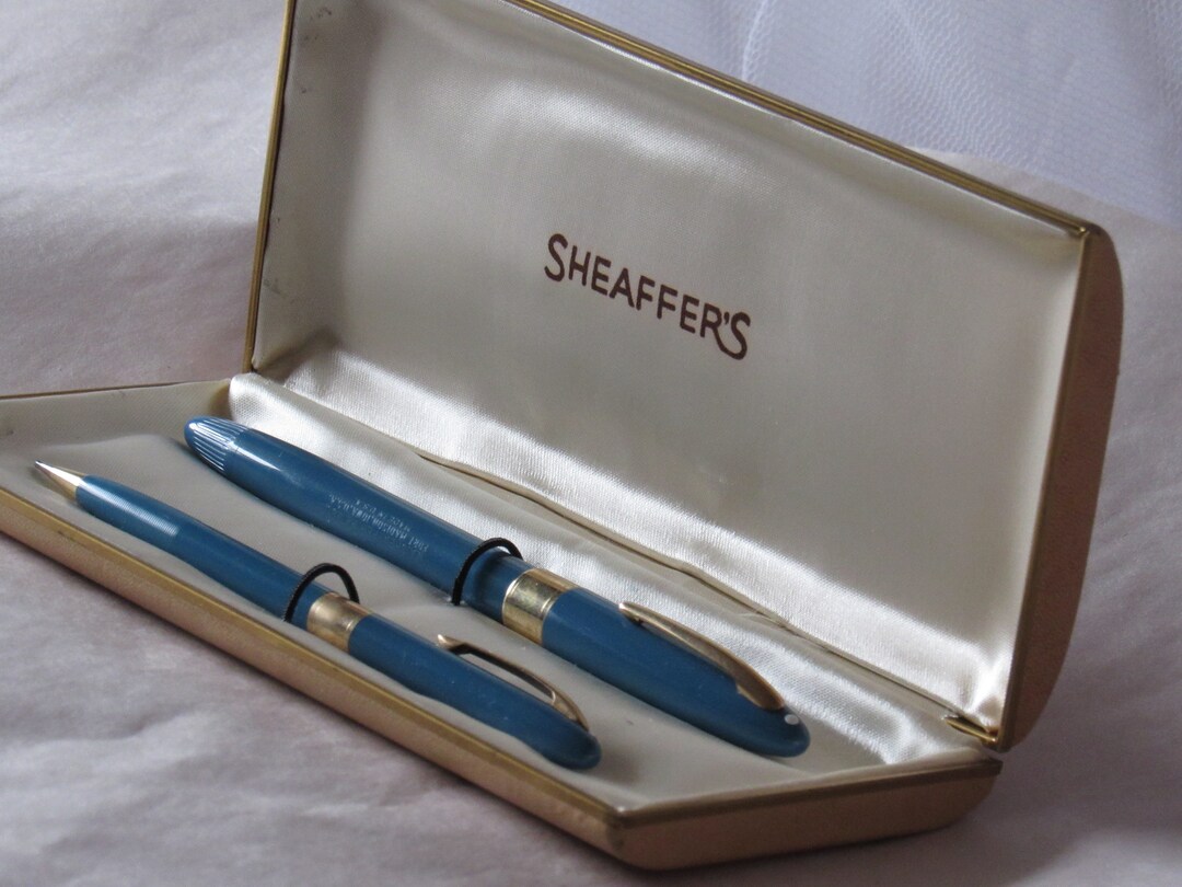 Vintage Set, Sheaffer's, Blue Fountain Pen & Pencil Set, Sheaffer's ...
