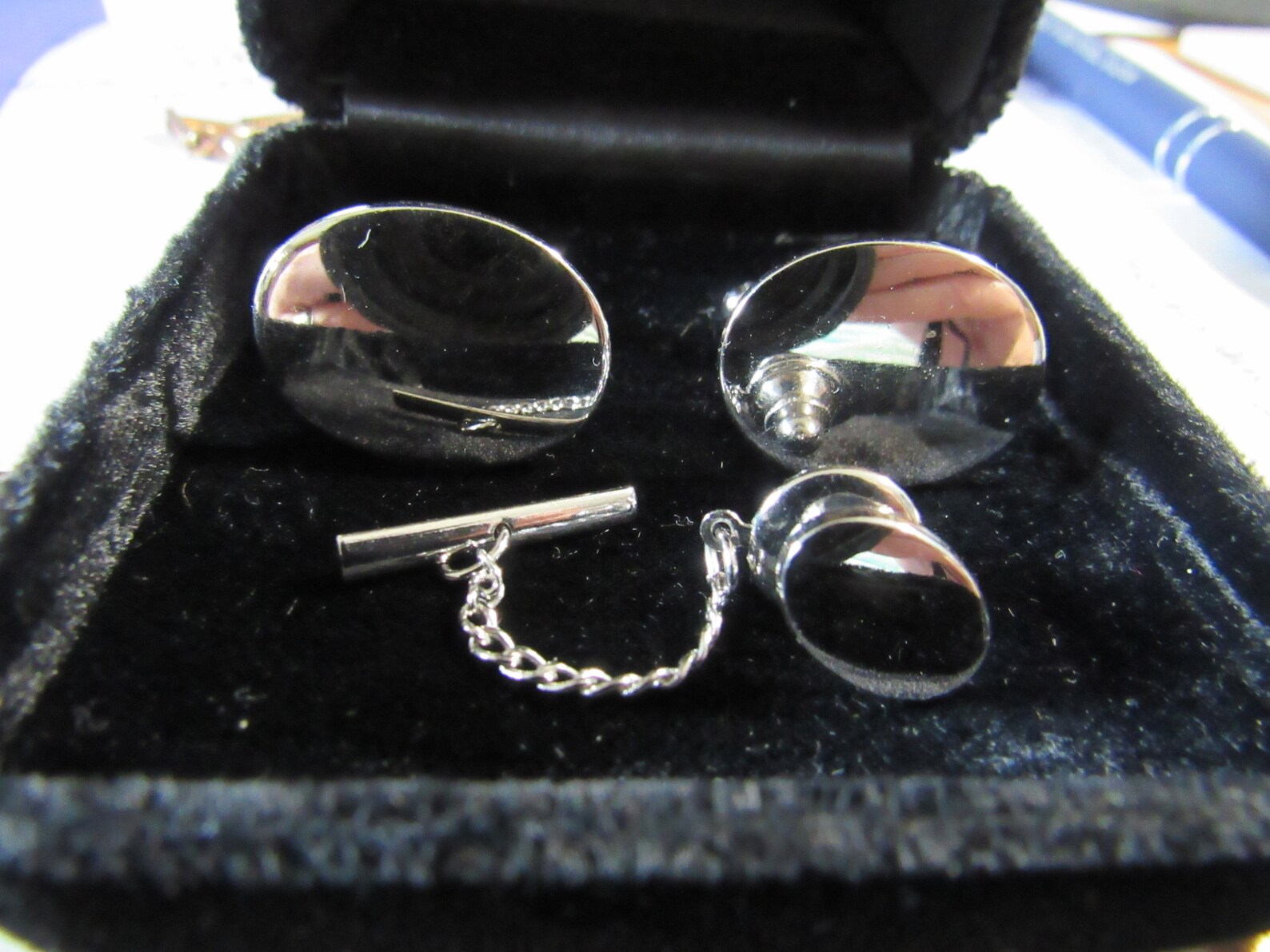 Vintage Anson Cufflinks and Tie Tac Set Silver Tone Oval - Etsy