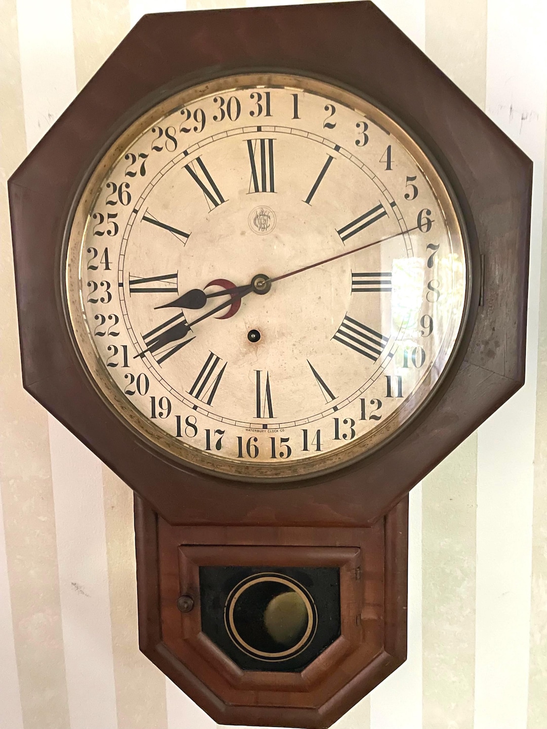 Antique Schoolhouse Clock, Waterbury Clock Company, Waterbury ...