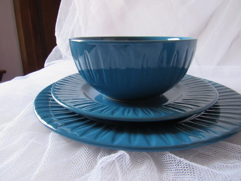 Vintage Dansk Medium Blue the Burbs Pattern 4piece Place | Etsy