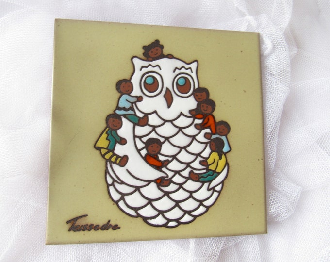 Vintage Art Tile, Storyteller, Native American Art, Cleo Teissedre Tile ...