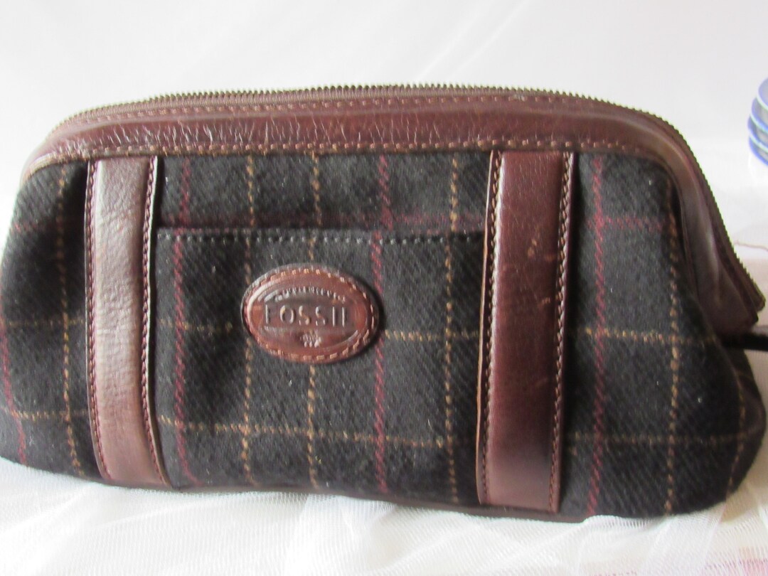 Vintage Fossil Men's Ditty Bag or Toiletry Bag, Shaving Kit, Brown ...