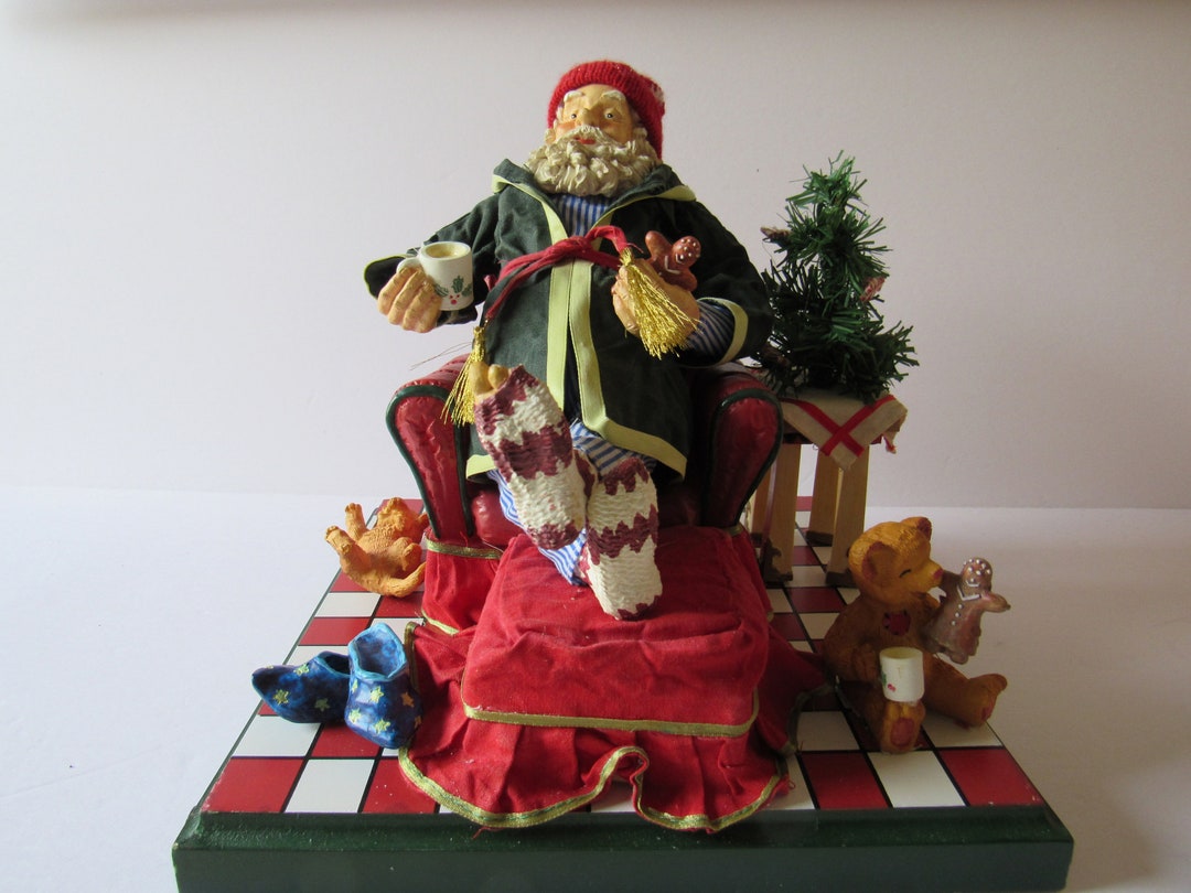 Vintage Christmas, Tabletop Santa, Holiday Workshop, Handcrafted Resin ...