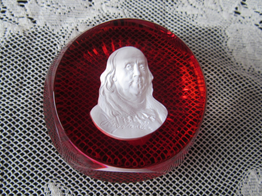 Vintage 1976 Benjamin Franklin Lead Crystal Paperweight, Danbury Mint ...